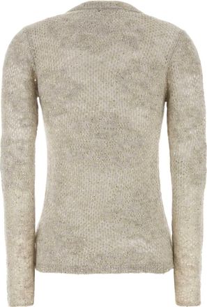 Brunello Cucinelli Sequin-Embellished Wool Blend Sweater - Beige