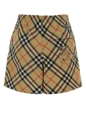 Burberry Womens Embroidered Canvas Shorts Sandipcheck Exterior: Polyester Pantaloni Trousers