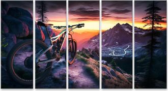 Islandburner Bild auf Leinwand Mountainbiker Sonnenuntergang Sport Fahrrad Landschaft Landschaft Blick Sp Bilder Wandbilder Poster JDGB-5P
