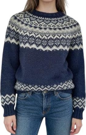 Generic Pull tricot&eacute; vintage &agrave; col rond et manches longues pour femme Motif Fair Isle, C, 5XL