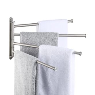 Kes Handtuchhalter Schwenkbar Handtuchstange 4 Armig Badetuchhalter Edelstahl SUS 304 Handtuch Halterung Bad 180° Drehung 40CM Wandmontage Gebürstet, A210
