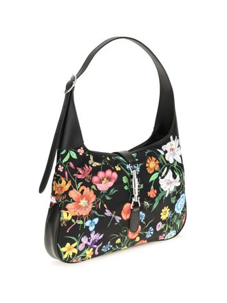 Gucci Womens Medium Jackie 1961 Shoulder Bag Black Multi-Black Nylon Handbags Multi/black