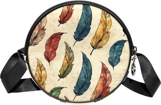 Generic Petit sac &agrave; bandouli&egrave;re rond vintage avec fermeture &eacute;clair et bretelles r&eacute;glables pour femme et fille