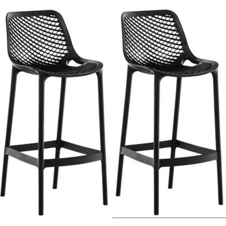 Clp Lot de 2 Tabourets dextérieur Air pour bar en plastique avec Repose-pieds Noir