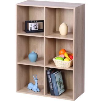 Relaxdays &Eacute;tag&egrave;re Relaxdays, H x L x P : 91 x 61 x 30 cm, 6 cases, &eacute;tag&egrave;re cube ouverte pour salon, ch&ecirc;ne