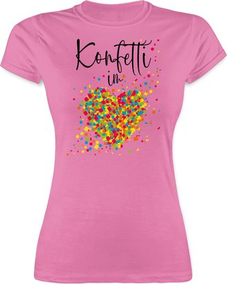 Shirtracer Shirt Damen - & Fasching - Konfetti im Herzen I Confetti Herz I Konfetti f&uuml;r Alle Karneval K&ouml;ln - XXL - Rosa - faschingsshirt Faschings Tshirt Karneva