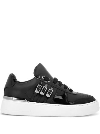 Philipp Plein Sneakers aus Lackleder mit Schnallendetail - Schwarz