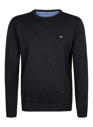 Fynch-Hatton Fynch-Hatton Herren Pullover grau Baumwolle unifarben