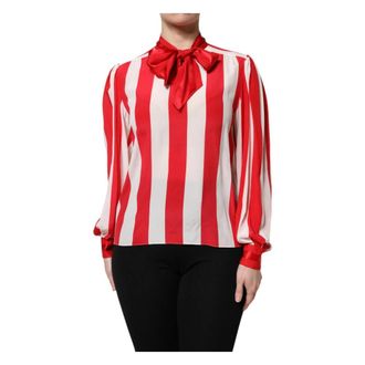 Dolce & Gabbana Gestreiftes Seiden Ascot Kragen Blusen Top - - Blouses & Shirts - Damen - Mehrfarbig - L