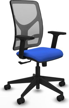 Piqueras y Crespo Einfacher Schreibtischstuhl mit 2D-Armlehnen, h&ouml;henverstellbare Lendenwirbelst&uuml;tze, ausgestattet mit 3 Positionen und Schneideschaum, Grau/Blau