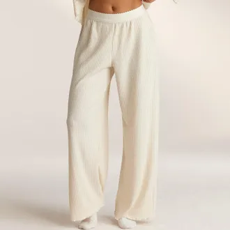 Lounge Weiche Waffel-Pyjama-Hose f&uuml;r Frauen - Creme - M - Leichtgewicht - Lounge