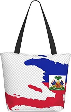 AOOEDM Sac shopping pour femme avec drapeau ha&iuml;tien 33 x 28 x 19 cm. Le cadeau parfait pour la Saint-Valentin. Cest de la Saint-Valentin pour maman, fille, &eacute;
