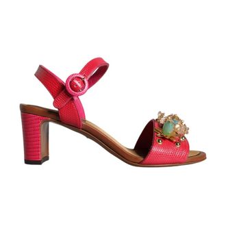 Dolce & Gabbana Fuchsia Leder Verzierte Keira Sandalen - - Shoes - Damen - Rosa - 36 EU