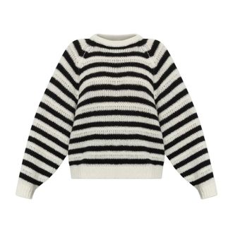 Lisa Yang Pull en cachemire Reni &agrave; rayures - Femme - Pulls - Blanc - Taille: 36 FR