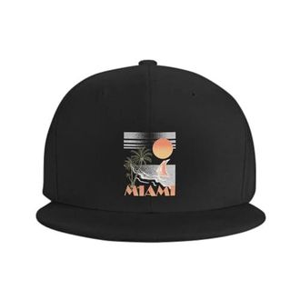 Generic Casquettes de Baseball pour Hommes Hommes, Miami Sunshine Casquettes r&eacute;tro &agrave; Snapback pour Hommes Casquettes &agrave; Bord Plat Bonnets Noirs ajust&eacute;s pour Fe