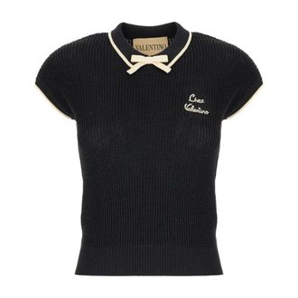 Valentino Garavani Femme, Pulls, Noir, Taille: 40 FR Cotton Knit Top