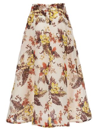 Zimmermann Womens Multicolor Linen Midi Skirt
