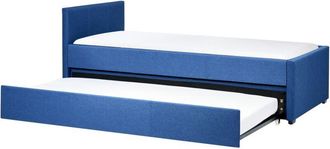 Beliani Lit Simple Gigogne en Tissu Bleu Marine 90 x 200 cm Elégant et Classique pour Chambre au Style Contemporain ou Moderne Beliani