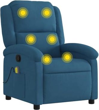 vidaXL Fauteuil de Massage Inclinable, Chaise de Relaxation avec Dossier, Siège avec Accoudoirs Rembourrés Salon, Moderne, Bleu Velours