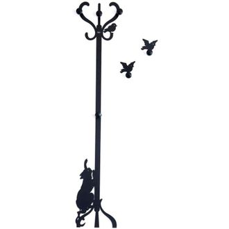 Arti e Mestieri Arti E Mestieri - Wandgarderobe Romeo & V&ouml;gel - Eisen/Holz, 30x130 cm, kreativ - Made in Italy