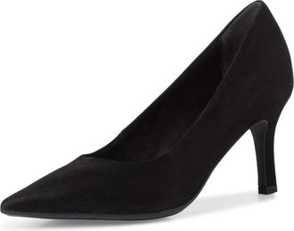Tamaris Damen Pumps Leder Stilettoabsatz bequem; Black Structure, EU 40