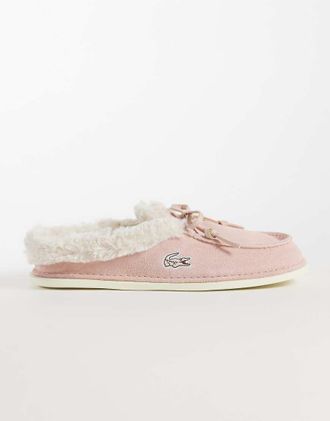 Lacoste Aubrey Mule aus Wildleder mit Fleecefutter in Rosa
