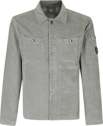 C.P. Company Cord-Overshirt mit Knopf und Linsen-Detail - - Shirts - Herren - Grau - L