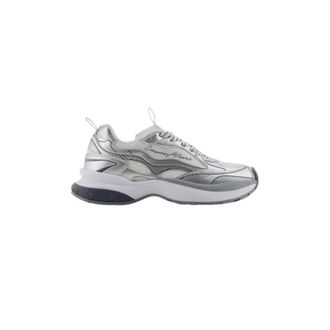 Emporio Armani Mesh Sneakers mit laminierten Details und charakteristischem Logo - - Shoes - Damen - Grau - 36 EU