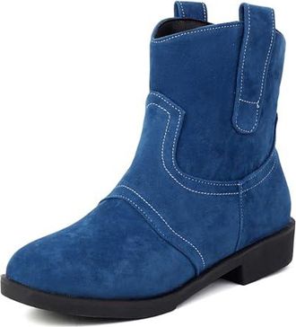 Generic MiaZane Bottines de Cheville &agrave; Talon Bloc Bas Femme Patte de Tirant Slip-on Style Chelsea Bottines Courtes D&eacute;contract&eacute;es pour Port Quotidien et Trajet