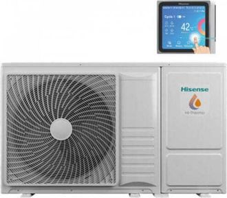 Hisense Hi-Therma AHZ-080HCDS1 11 kW R32 reversible Monoblock-Luft-Wasser-W&auml;rmepumpe mit Einzell&uuml;fter und HSXM-FE01 Touch-Kabelfernbedienung zum