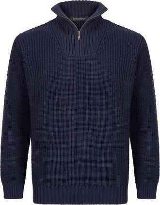Irelands Eye Wollpullover Reefer Ribbed Zip Neck Sweater Men