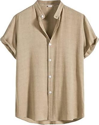 Generic Haut à manches longues en élasthanne pour hommes, chemise boutonnée à manches courtes, chemise de plage pour hommes, chemises à manches longues pour h