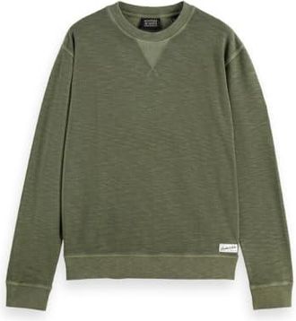 Scotch & Soda Homme Garment Dye Structured Crewneck Sweatshirt Maillot De Survêtement, Thyme, M EU
