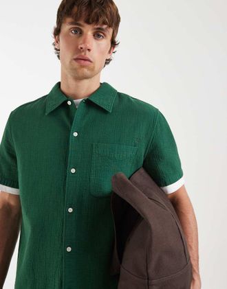 Wood Wood Adrian - Hemd aus 100% Baumwolle in Dunkelgr&uuml;n mit Tasche