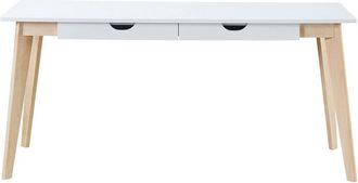 Miliboo Miliboo - Schreibtisch skandinavisch mit Schubladen Holz Weiß L160 leena