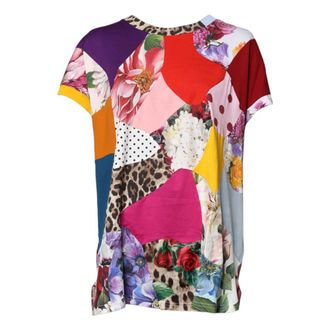 Dolce & Gabbana Patchwork Kurzarm Blusen Top - - Tops - Damen - Mehrfarbig - XS