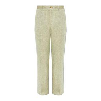 Etro Gerade geschnittene Leinenhose mit Chevron-Motiv - - Trousers - Herren - Gr&uuml;n - M