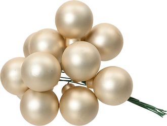 Kaemingk Weihnachtskugeln am Draht Glas 2,5cm x 12 Stück Spiegelbeeren Matt - kleine Dekokugeln - Christbaumschmuck & Weihnachtsdeko - Perle