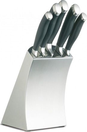 MasterClass MasterClass Trojan Edelstahl Messer Set und Messerblock, 5 professionelle Küchenmesser plus Messerblock, Silber