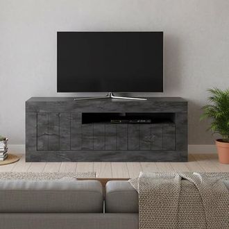 Dmora Fernsehschrank Braies, St&auml;nder f&uuml;r Wohnzimmerfernseher, Niedriges Wohnzimmer-Sideboard, TV-St&auml;nderbasis, Made in Italy, 138x42 h56 cm, Schiefer