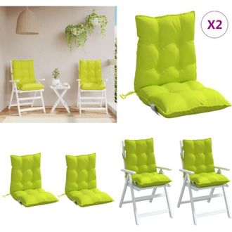 vidaXL Coussins de chaise &agrave; dossier bas lot de 2 vert vif - Coussins De Chaise - Coussin Exterieur - Coussin Jardin - Coussin Confortable - Tissu Oxford
