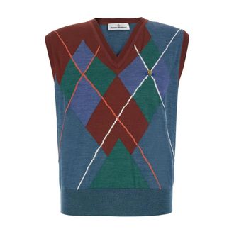Vivienne Westwood Bestickte Argyle-Weste aus Wollmischung - - Knitwear - Herren - Mehrfarbig - M