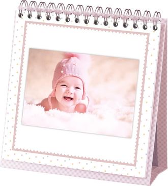 R&ouml;ssler Selection Papier 13291928900 - Foto-Tischaufsteller Baby Girl, mit Wire-O-Bindung, 12 Blatt, 190 x 190 mm, rosa, 1 St&uuml;ck