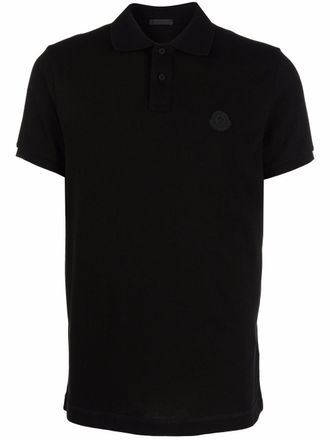 Moncler polo &agrave; d&eacute;tail tricolore - Noir