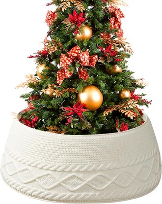 Generic Baumkragen - gestrickte Creme-wei&szlig;e Basis-Abdeckung, Bauernhofurlaub, Ersatz von Strukturiertem gewebtem Rock, Stativbezug | Weihnachtsb&auml;umdecke f&uuml;r W