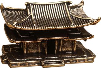 DOITOOL Vintage Messing Pagoden Statue Elegante Asiatische Pavillon Figur Wohnzimmerschmuck Zen Garten Deko Büro Deko Japanische Miniatur Ornamente