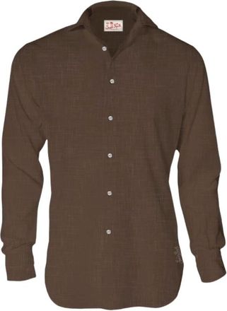 Saint Barth Homme, Chemises, Brun, Taille: M Chemise en lin Pamplona