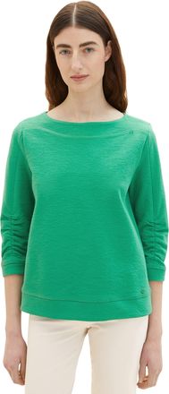 Tom Tailor Damen 1035341 Sweater mit Struktur & gerafftem Ärmel, 31032 - Vivid Leaf Green, XXS