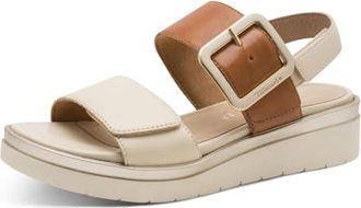 Tamaris Comfort Sandales Plates Femme Cuir avec Boucle, Ivory Comb, 41 EU