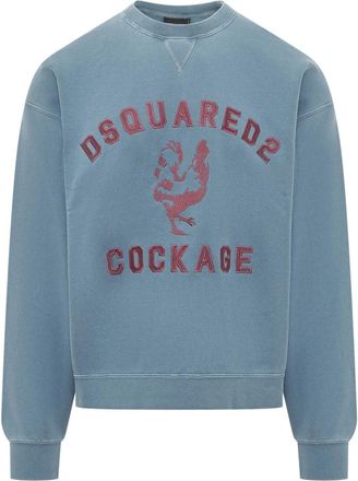 Dsquared2 Homme, Sweatshirts et sweats &agrave; capuche, Bleu, Taille: XL Short Wide Crewneck